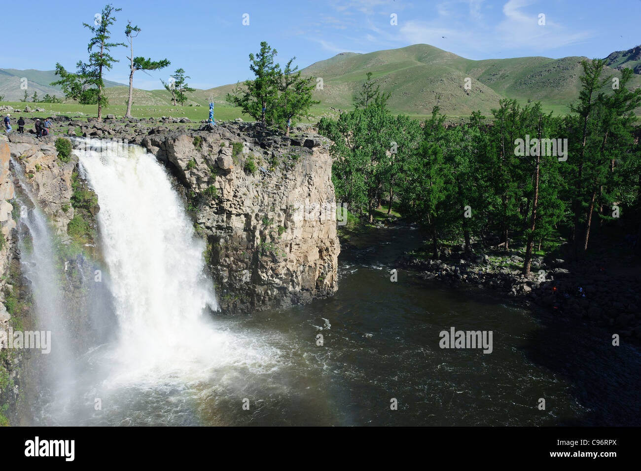 Ulaan Tsutgalan waterfall (also named as Orkhon Khurkhree) in Mongolia ...