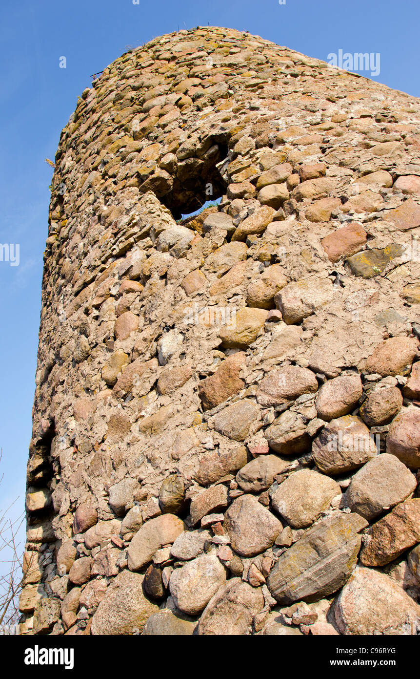 historical windmill ruins stone wall and sky Stock Photo - Alamy