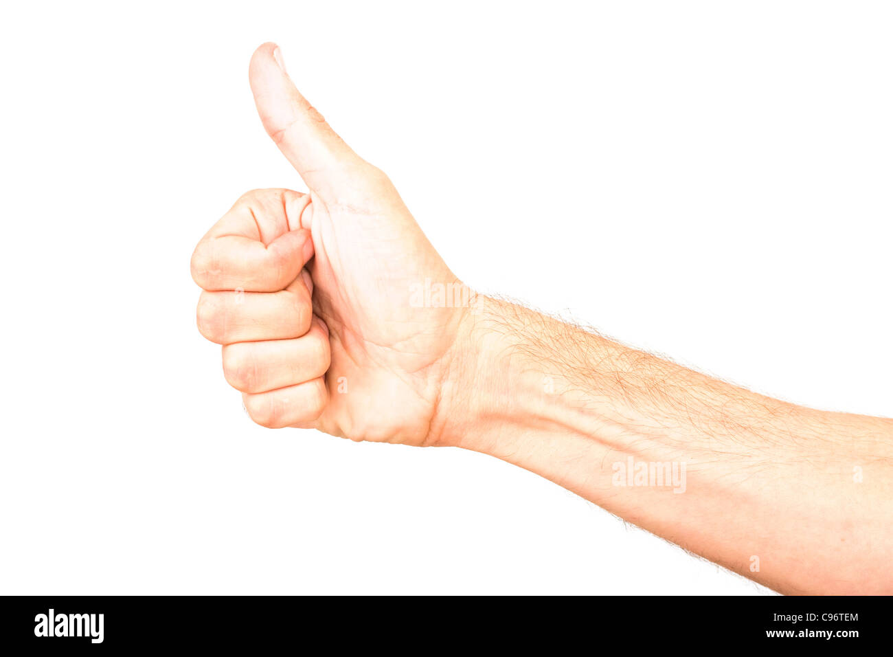 Man hand sign OK, alright, positive gesture, sign thumb up - male model ...