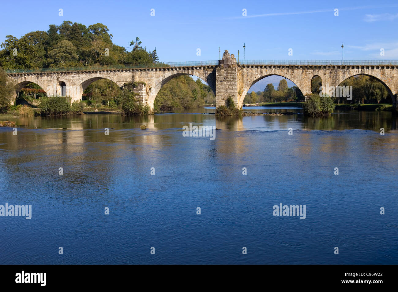 ancient roman bridge of Ponte da Barca in the north of portugal Stock ...