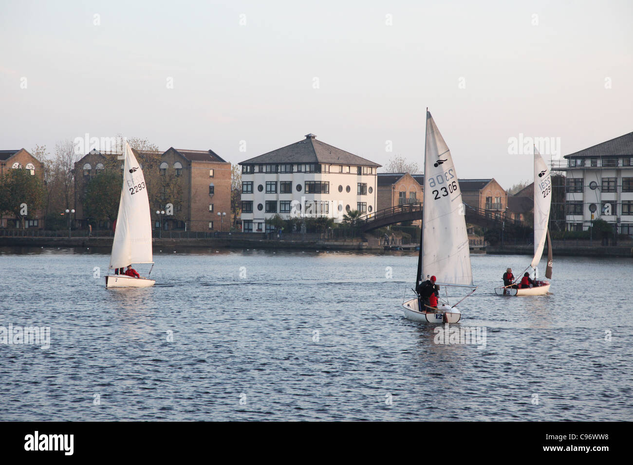Sailing boats in London's Docklands area Stock Photo - Alamy