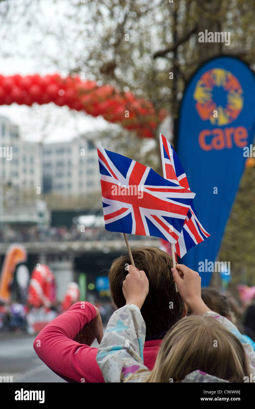 Crowd waving british flag hi-res stock photography and images - Alamy