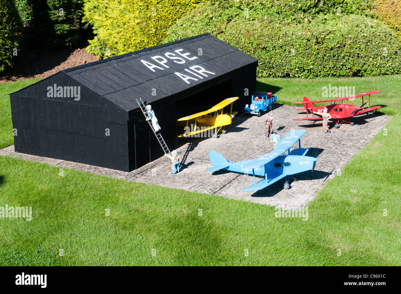 Model airfield and planes at the Model Village, Godshill on the Isle of ...