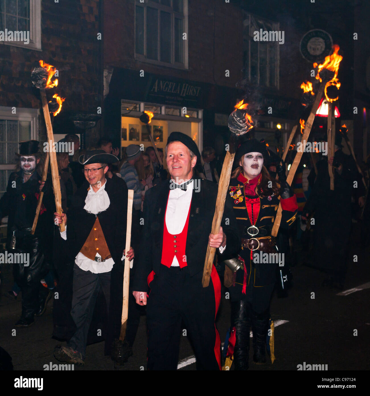 Torchbearers At The Rye Bonfire Society Street Parade East Sussex ...