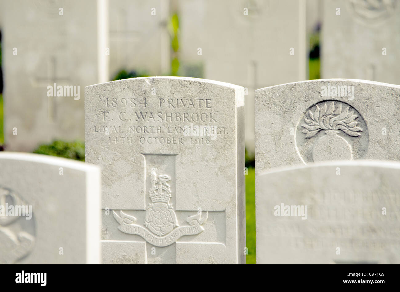 rows of gravestones of world war dead soldiers in Etaples military ...