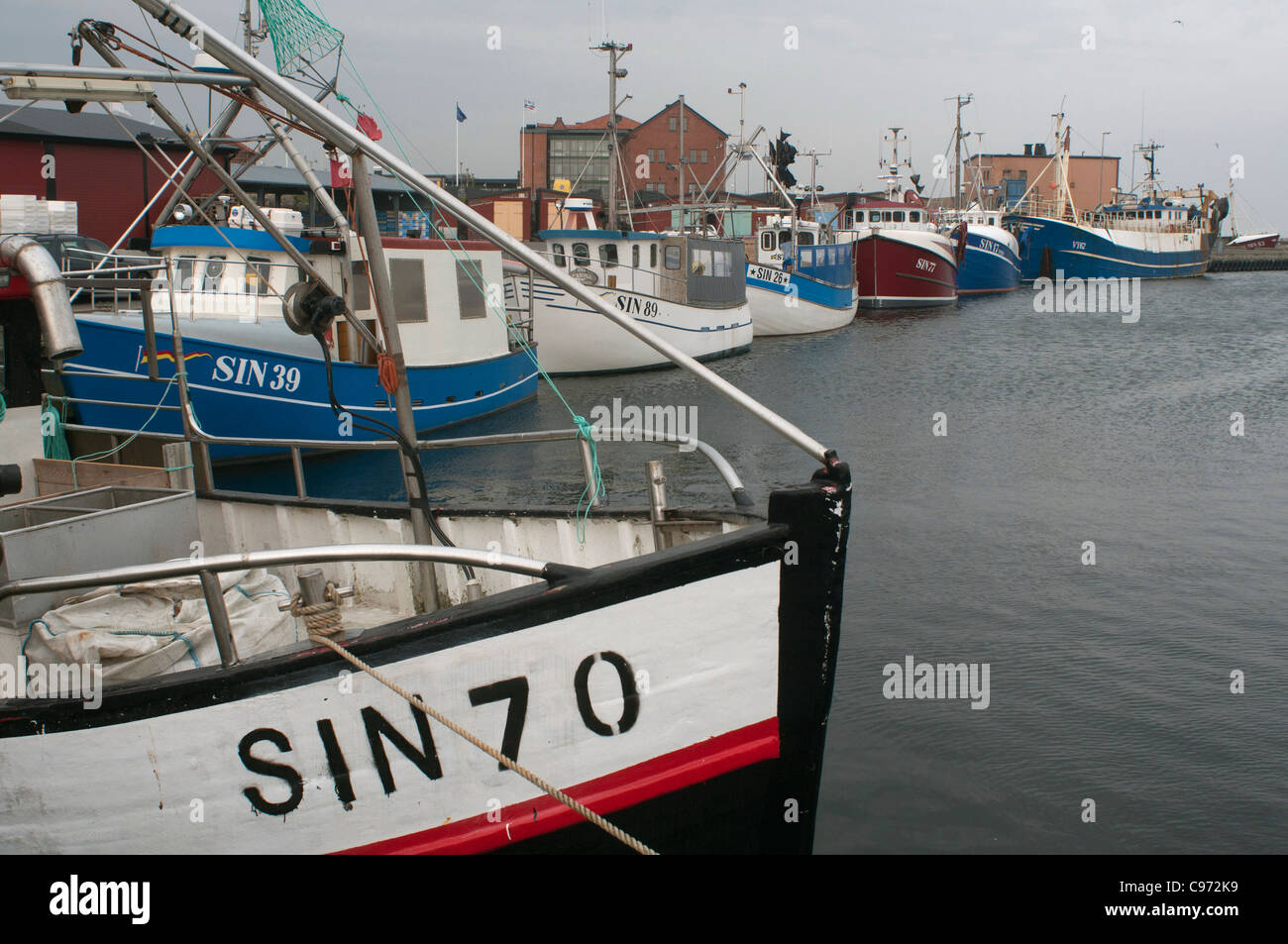 Fishing boats in the harbour of Simrishamn Stock Photo - Alamy