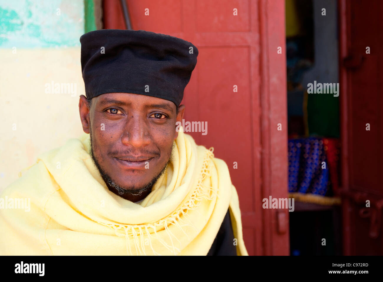 Portrait of an Orthodox Christian priest at the cliff-top monastery ...