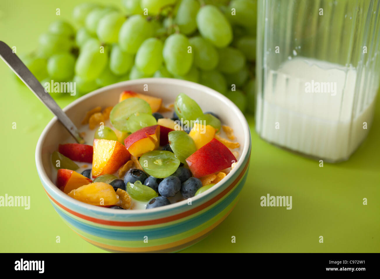 Muesli with fruits for breakfast Stock Photo - Alamy