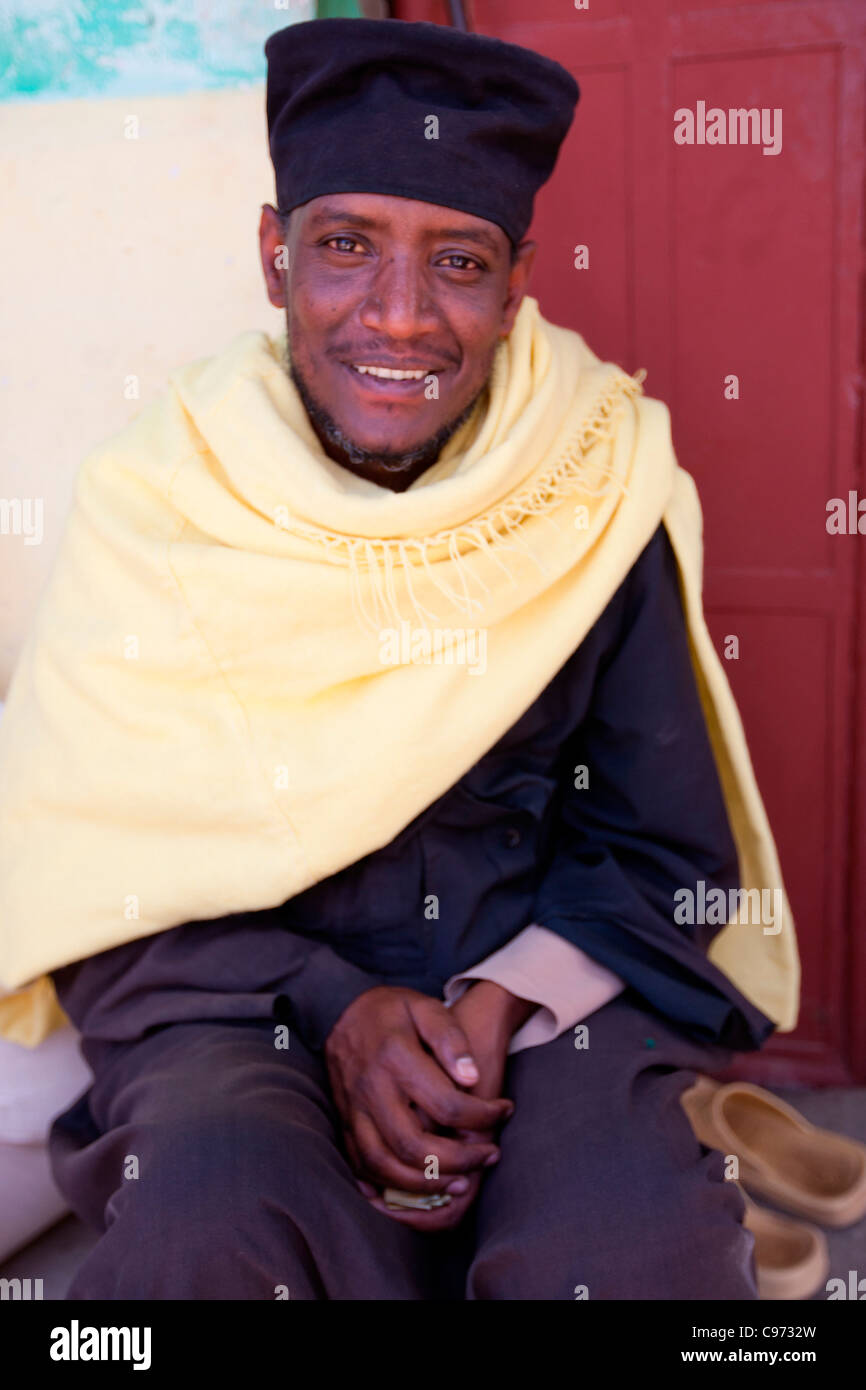 Portrait of an Orthodox Christian priest at the cliff-top monastery ...