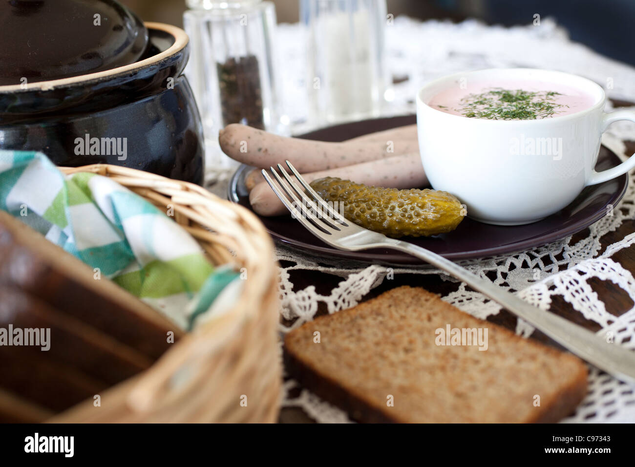 Table laid for breakfast Stock Photo - Alamy