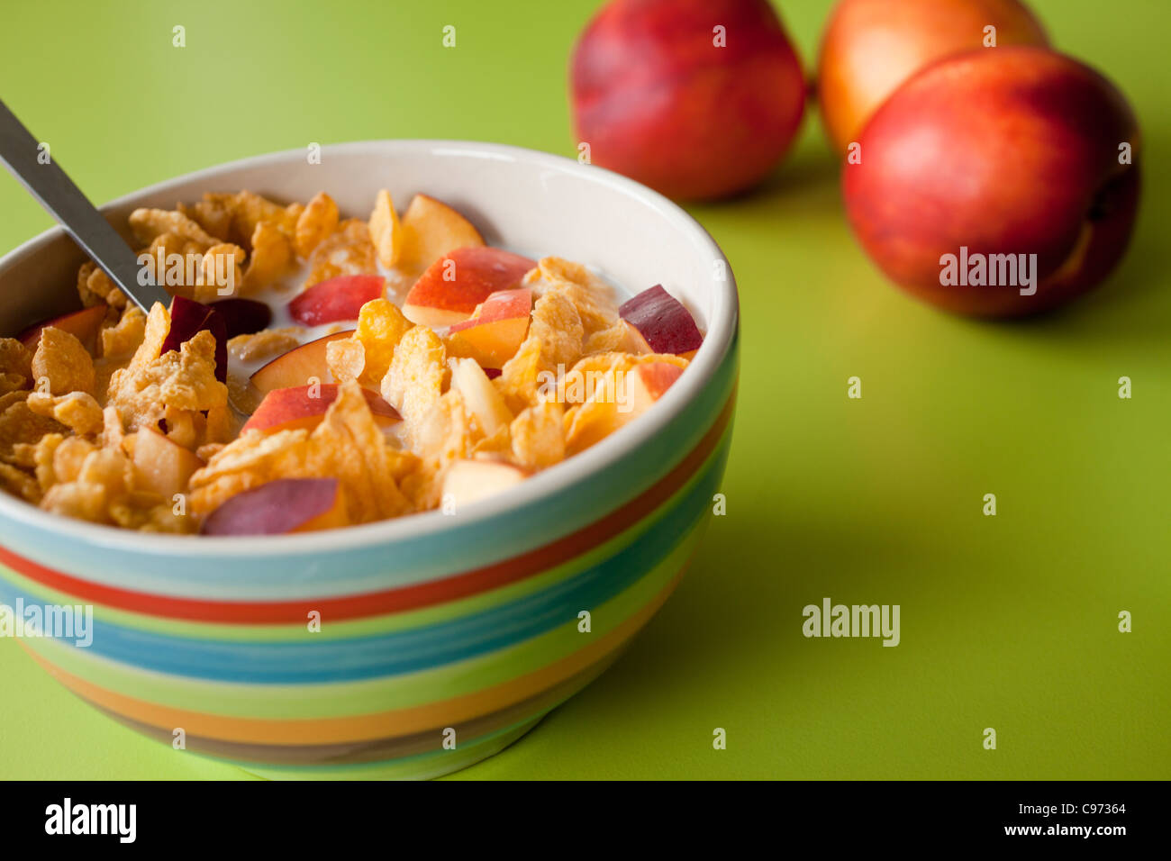 Muesli with fruits for breakfast Stock Photo - Alamy