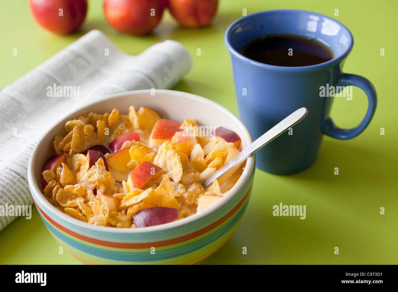 Muesli with fruits for breakfast Stock Photo - Alamy