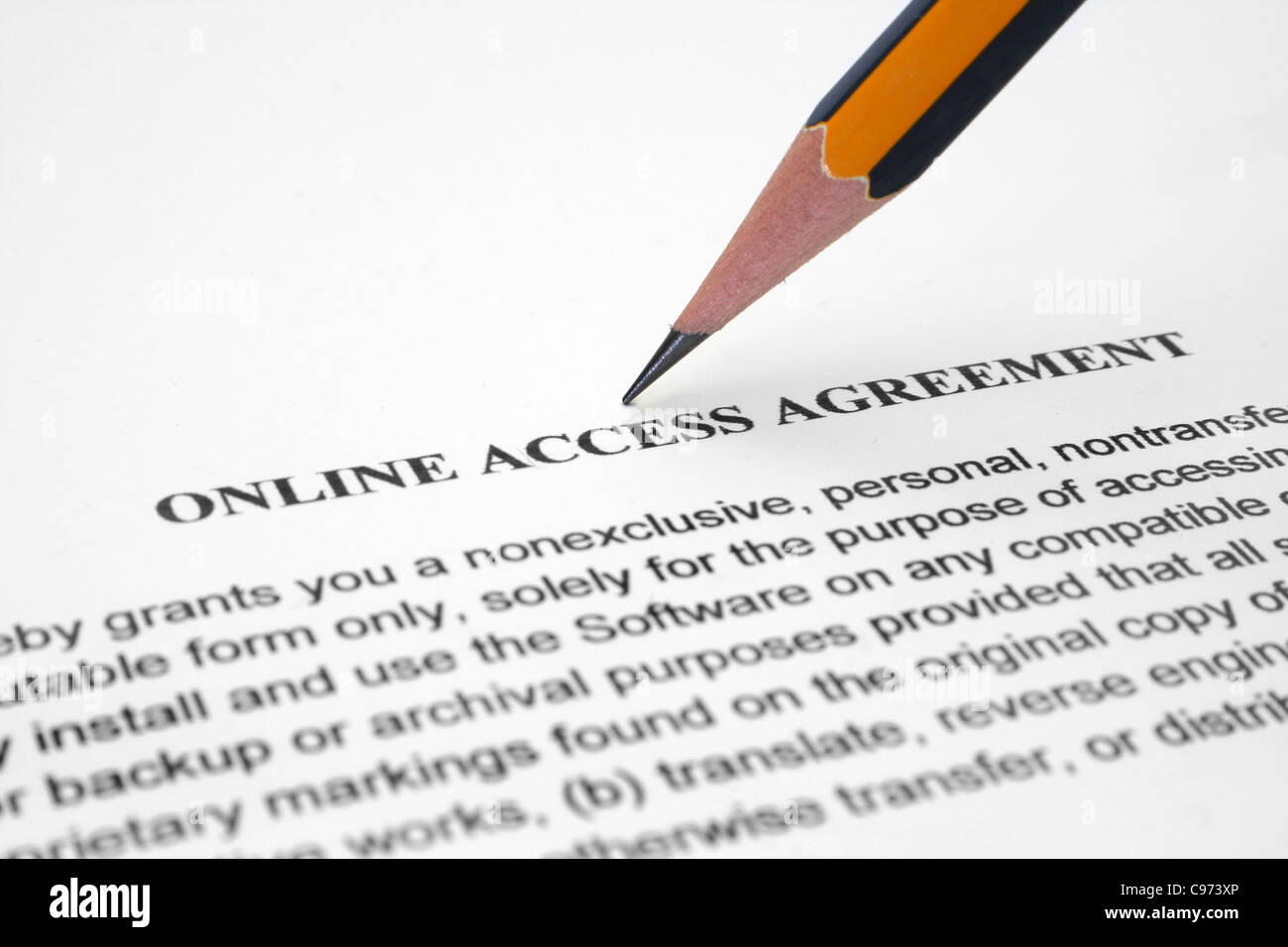 Online access agreement Stock Photo - Alamy