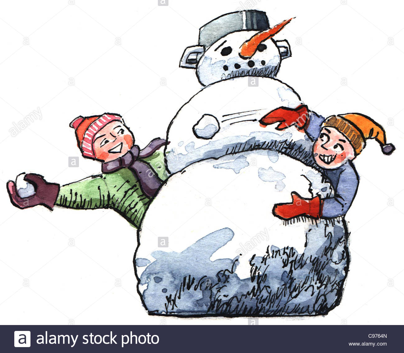 Snowball Fight Cartoon Illustration Stock Photos & Snowball Fight ...