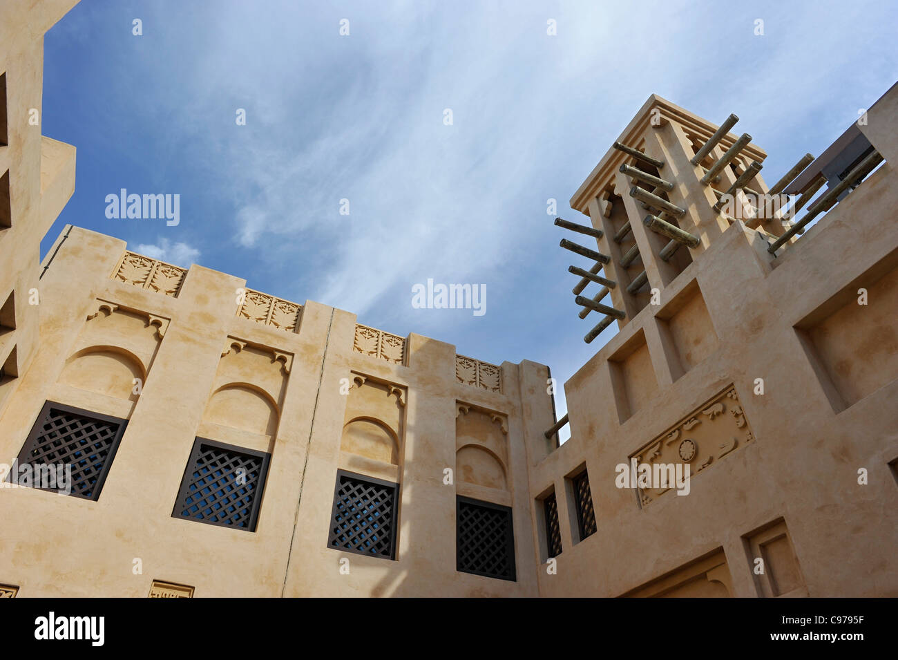 Wind towers of the Souk Madinat, Jumeirah, Dubai, United Arab Emirates ...