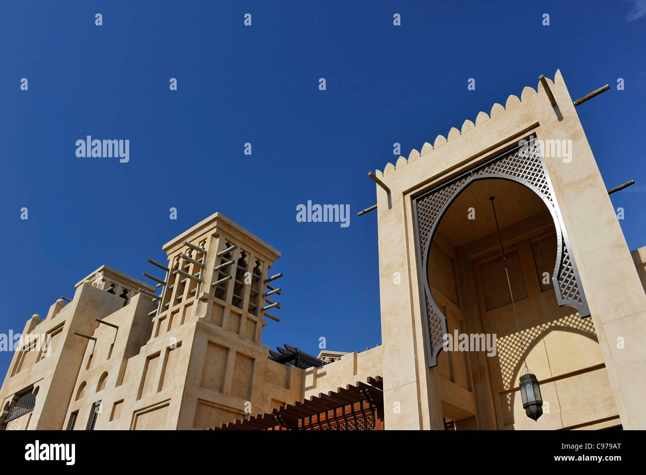 Wind towers of the Souk Madinat, Jumeirah, Dubai, United Arab Emirates ...