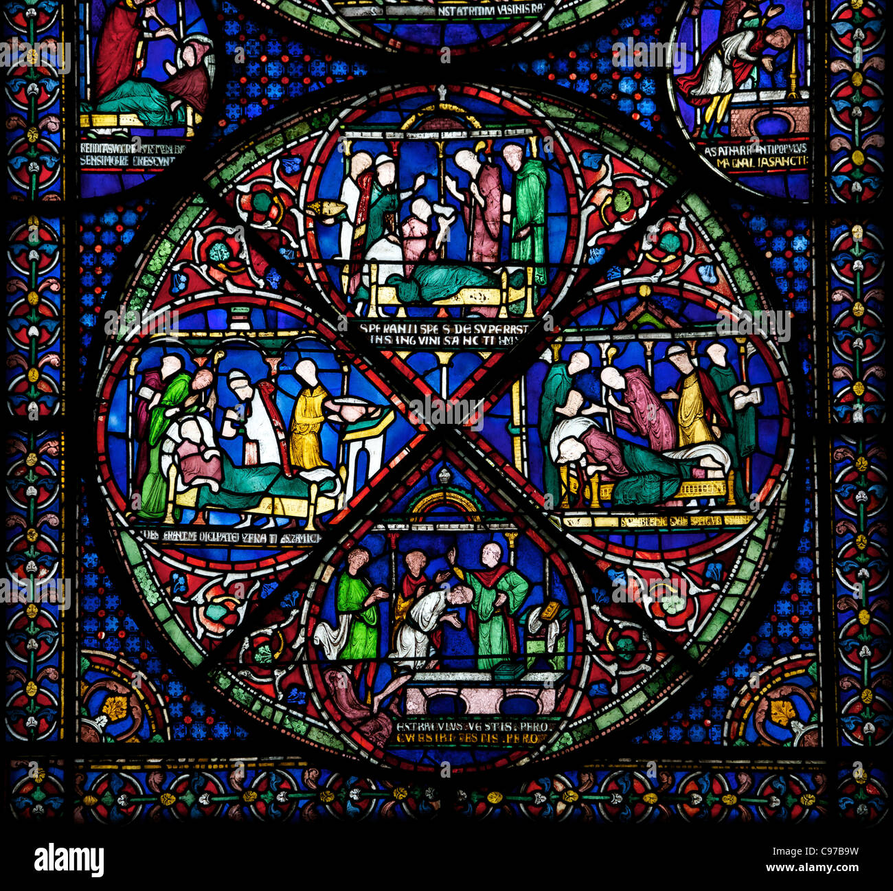Cure of Hugh of Jervaux, Becket Miracle Window 5, Trinity Chapel ...
