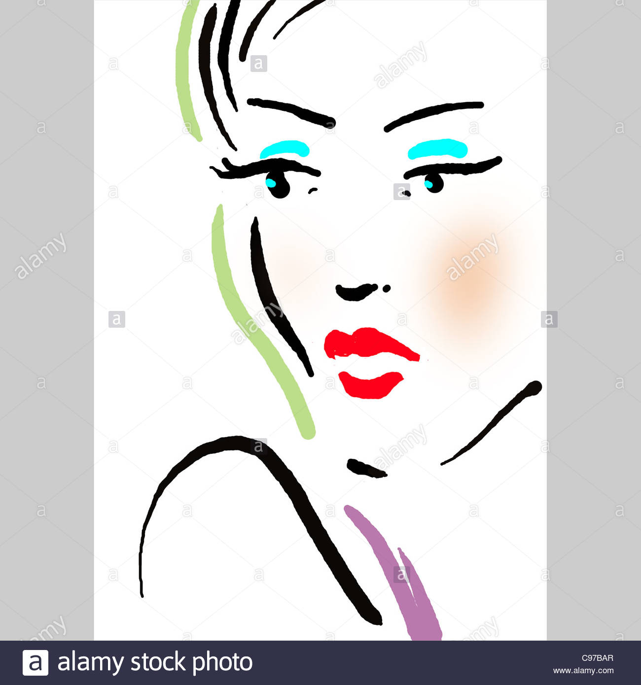 Drawing Woman Hairstyle Stock Photos & Drawing Woman Hairstyle Stock ...