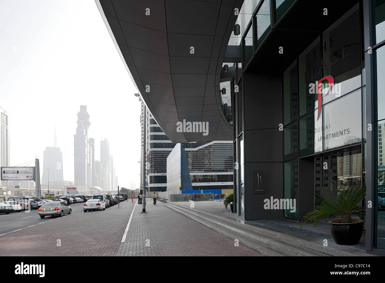 Facade, new luxury hotel THE PLACE, Sheikh Zayed Road, Al Satwa, Dubai ...