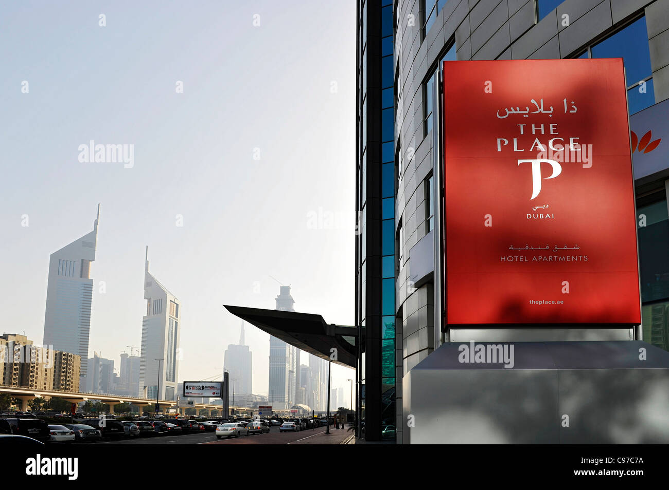Facade, new luxury hotel THE PLACE, Sheikh Zayed Road, Al Satwa, Dubai ...