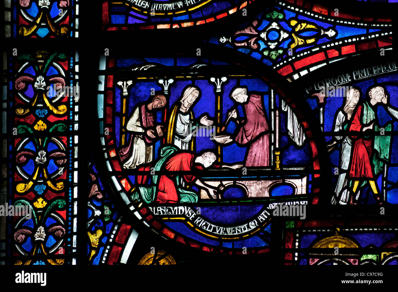 Cure of Richard of Sunieve, Becket Miracle Window 6, Trinity Chapel ...