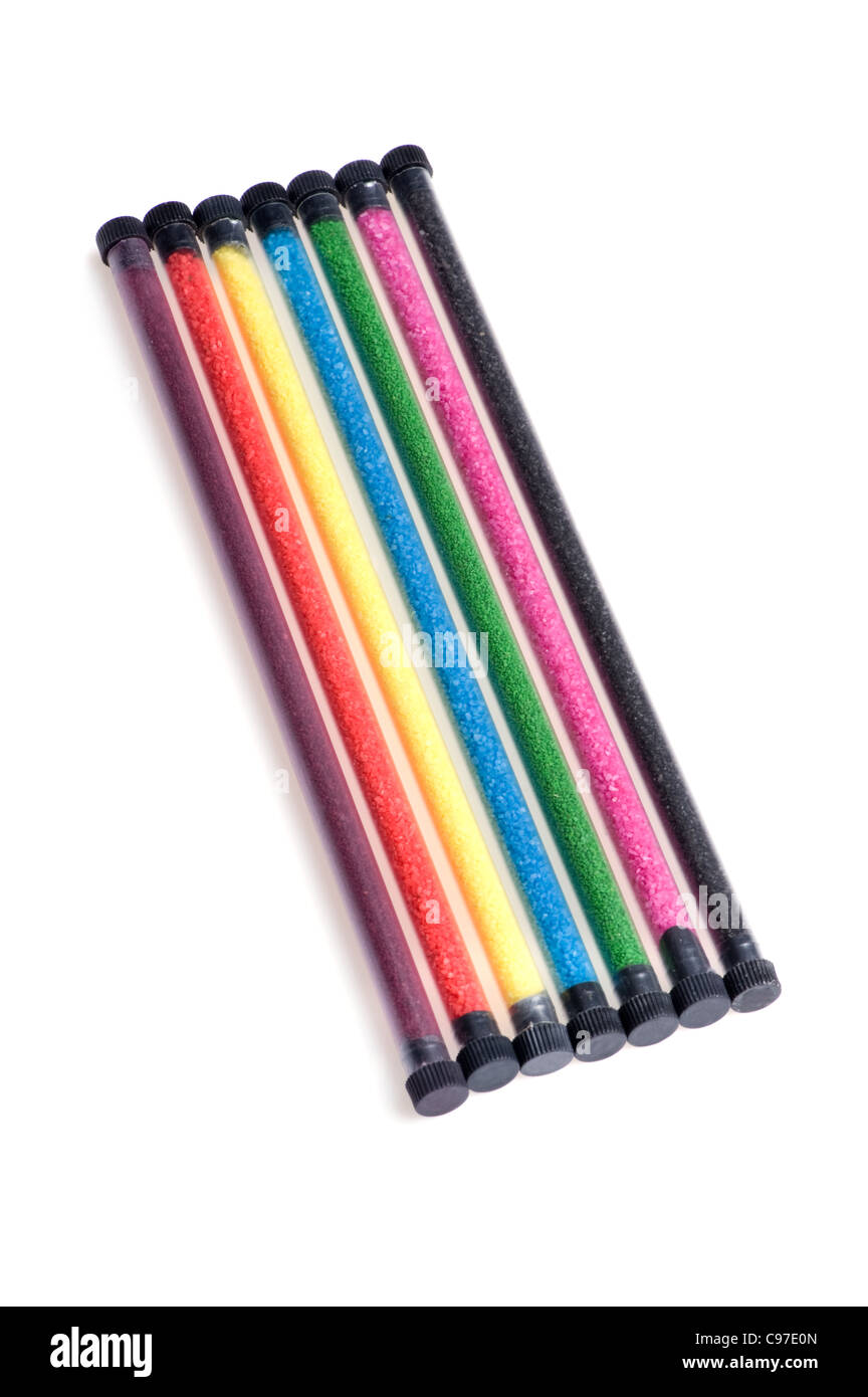 object on white - tubes with colored sand for creativity Stock Photo ...