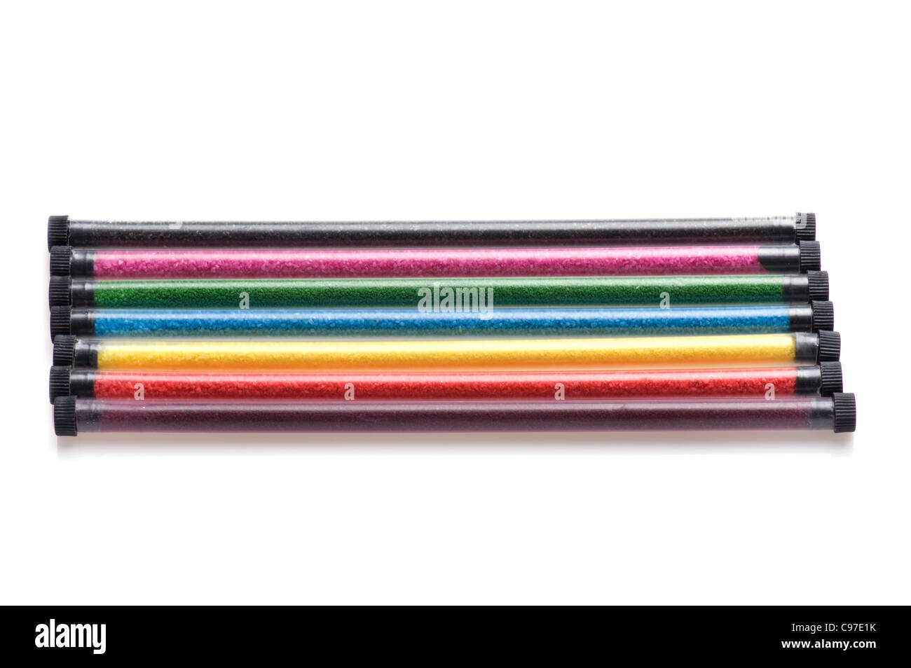 object on white - tubes with colored sand for creativity Stock Photo ...