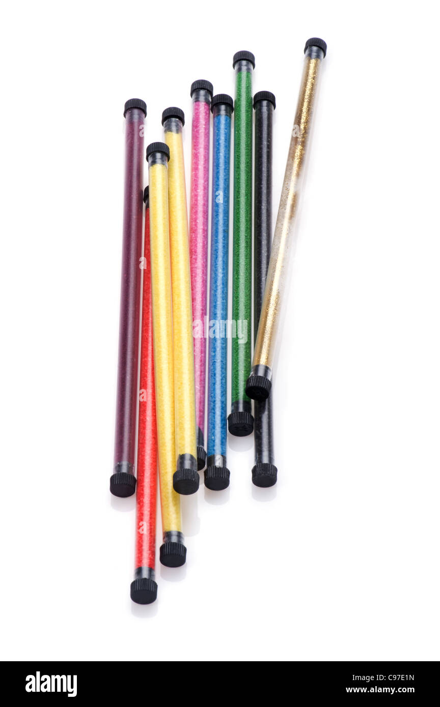 object on white - tubes with colored sand for creativity Stock Photo ...