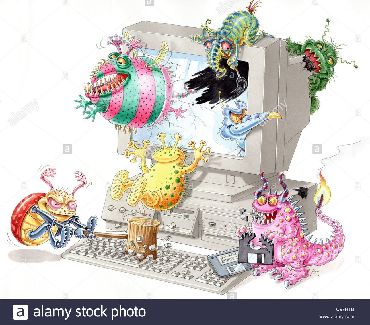 Germs Bacteria Cartoon Cut Out Stock Images & Pictures - Alamy