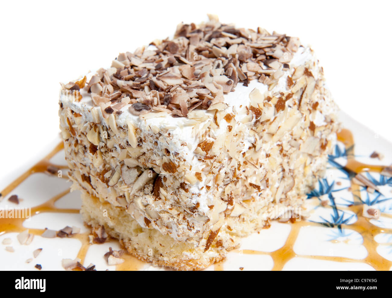 Pie piece on a plate isolated on white background Stock Photo - Alamy