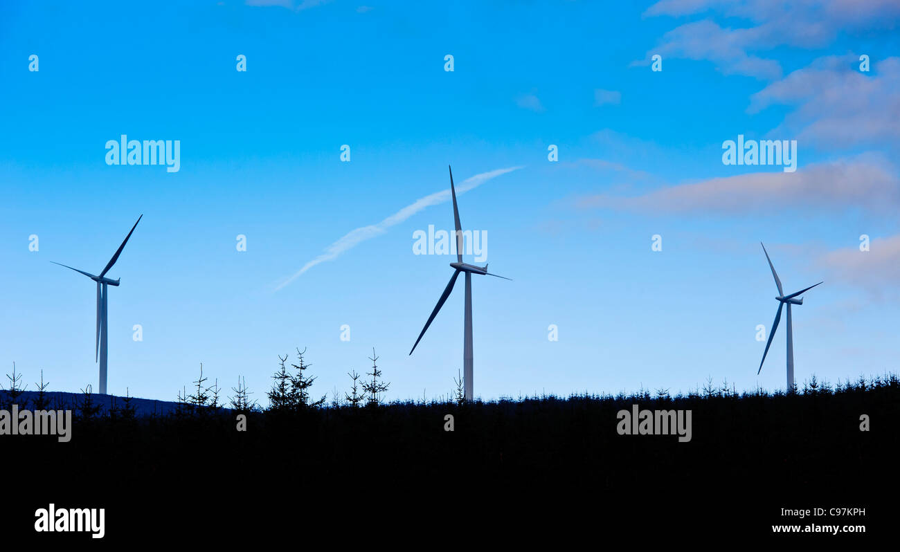 Wind turbines at the Clyde Wind Farm near Abington, South Lanarkshire ...