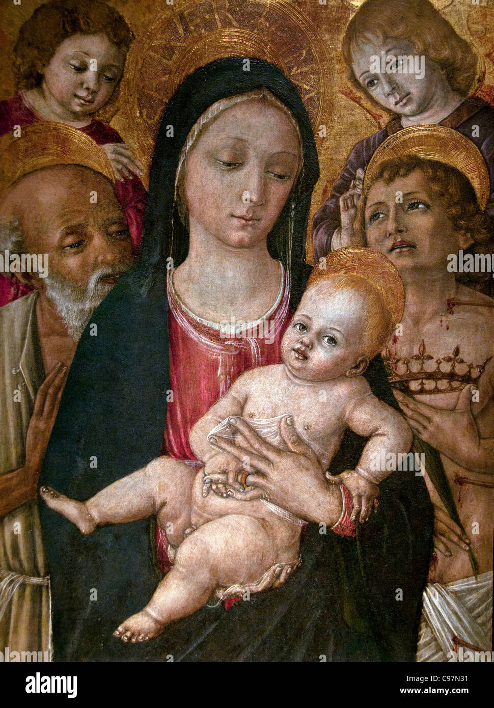Madonna and Child with Saint Jerome Sebastian two Angels 15th Cent by ...