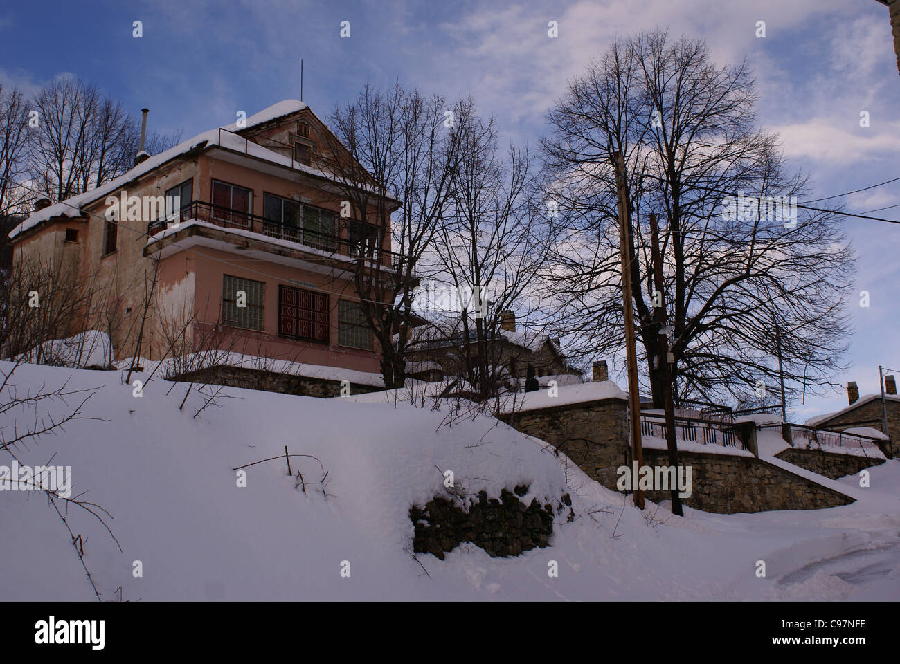 Nymfaio village in winter, Florina Macedonia Greece Stock Photo - Alamy