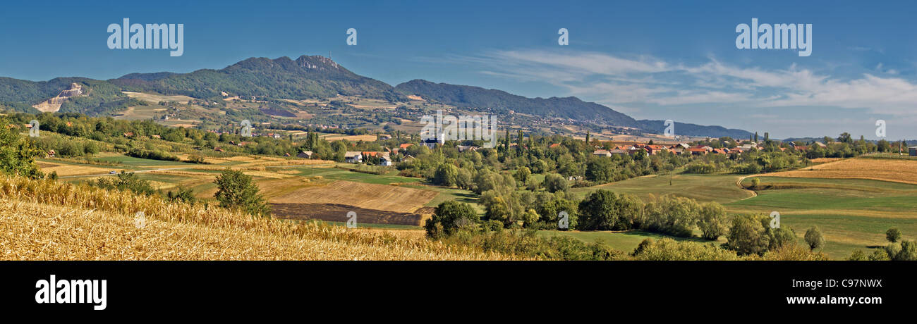Amazing green natural scenery of Kalnik mountain, Croati, with village ...