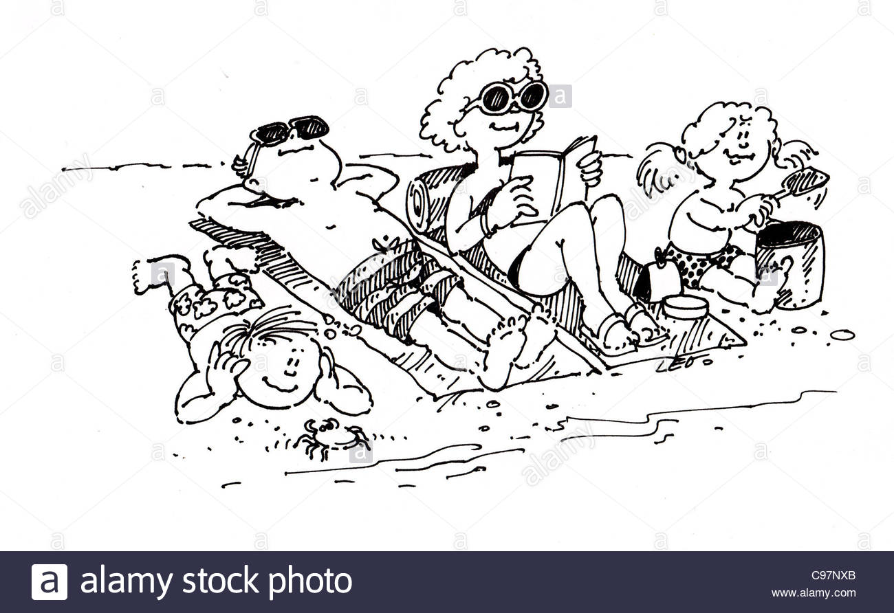 Cartoon Sunbathing Man Stock Photos & Cartoon Sunbathing Man Stock ...