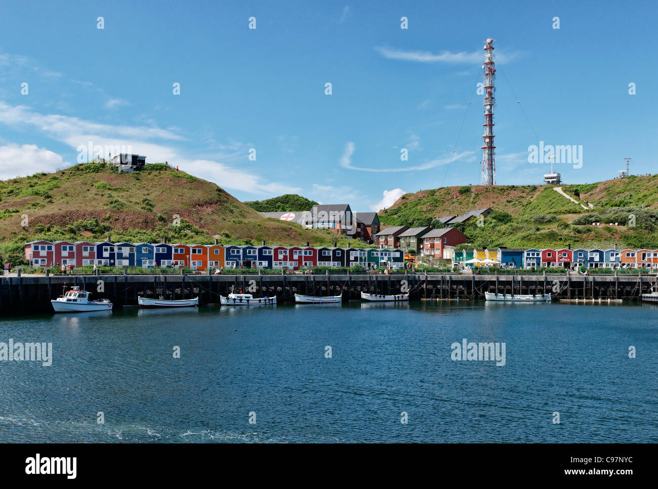 Inland harbour, North Sea Island of Heligoland, Schleswig-Holstein ...