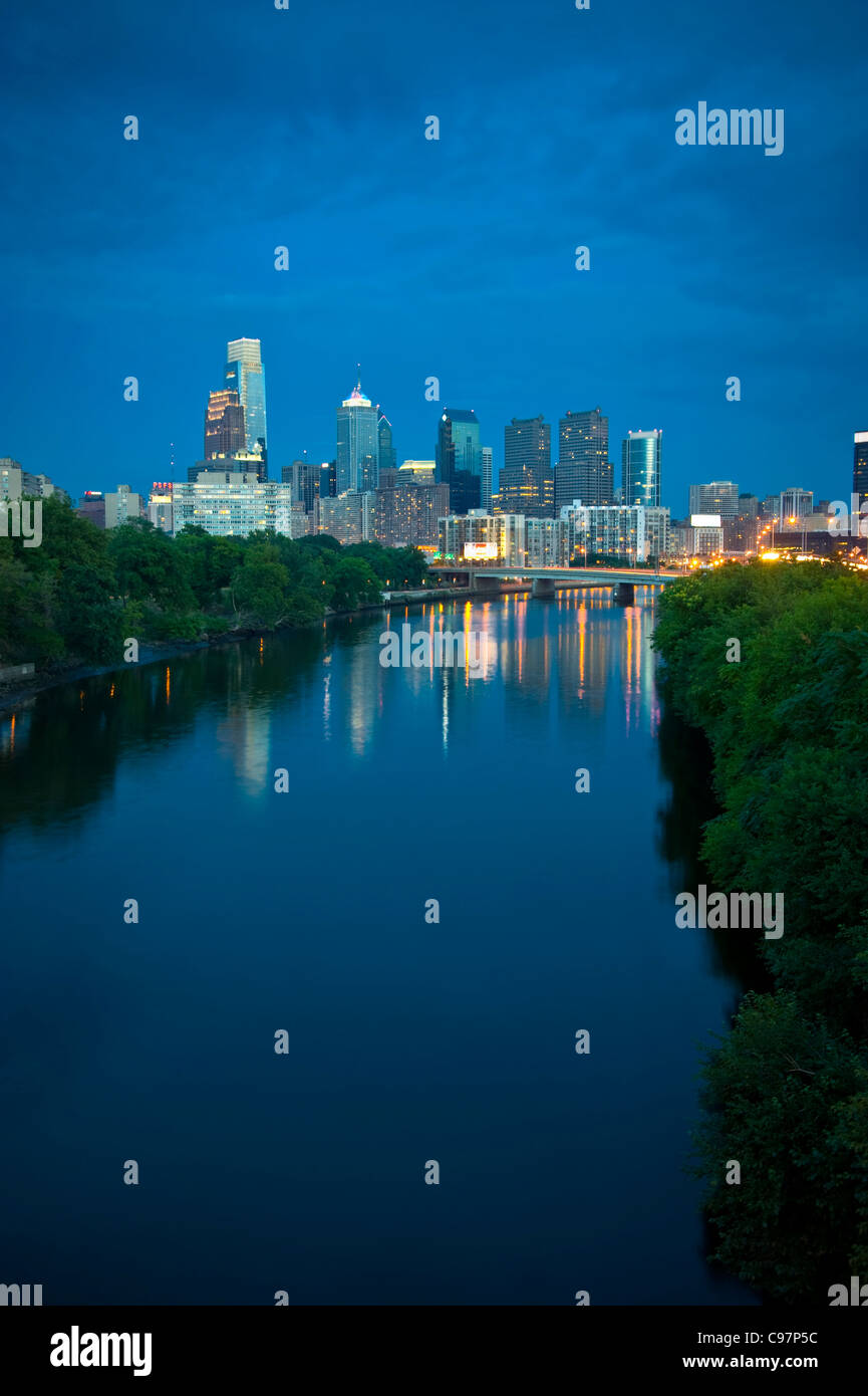Philadelphia Skyline Cityscape At Night Stock Photo - Alamy
