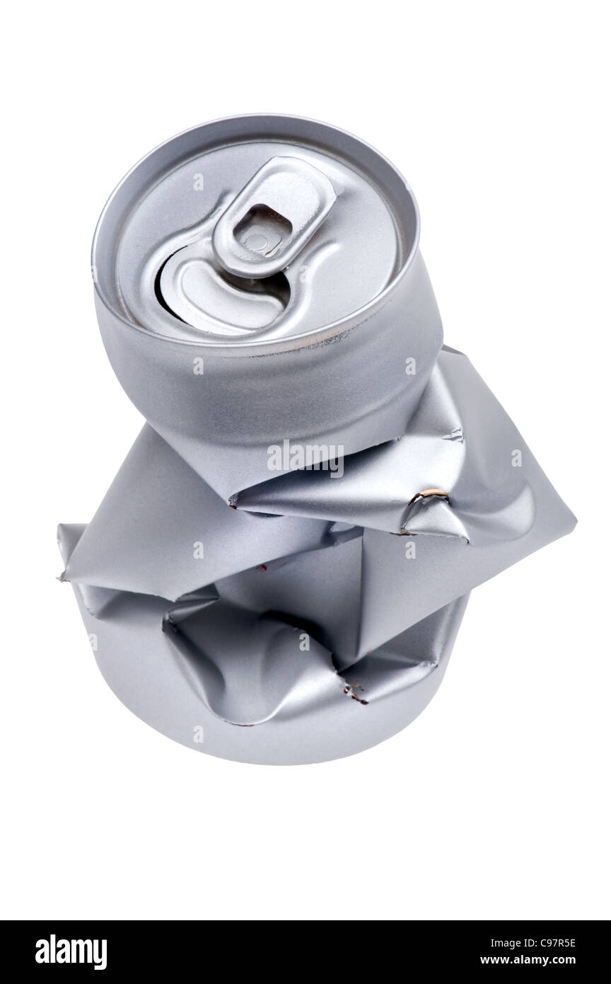 object on white - Crumpled beverage can Stock Photo - Alamy