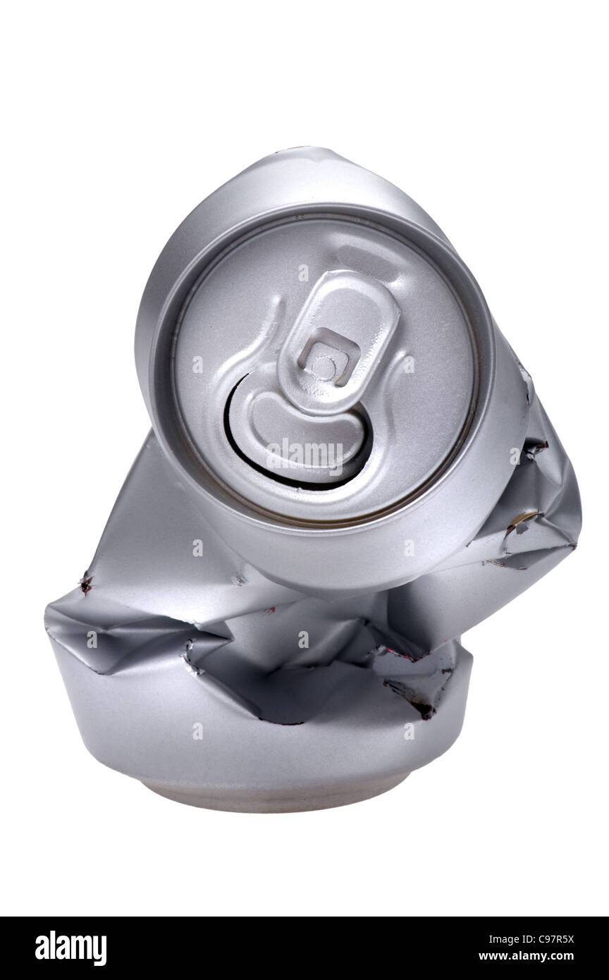 object on white - Crumpled beverage can Stock Photo - Alamy