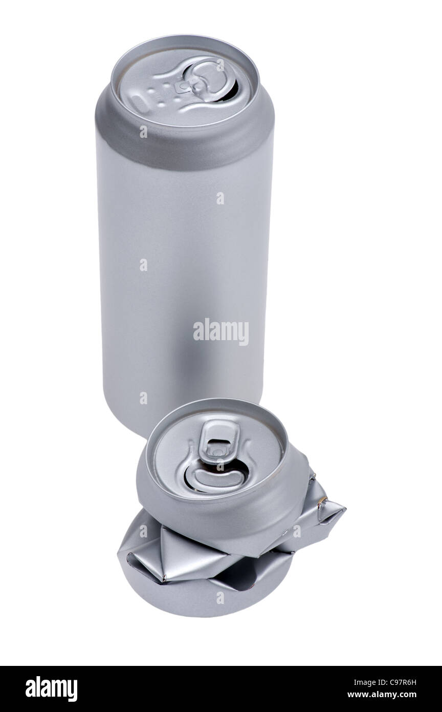 object on white - Crumpled beverage can Stock Photo - Alamy