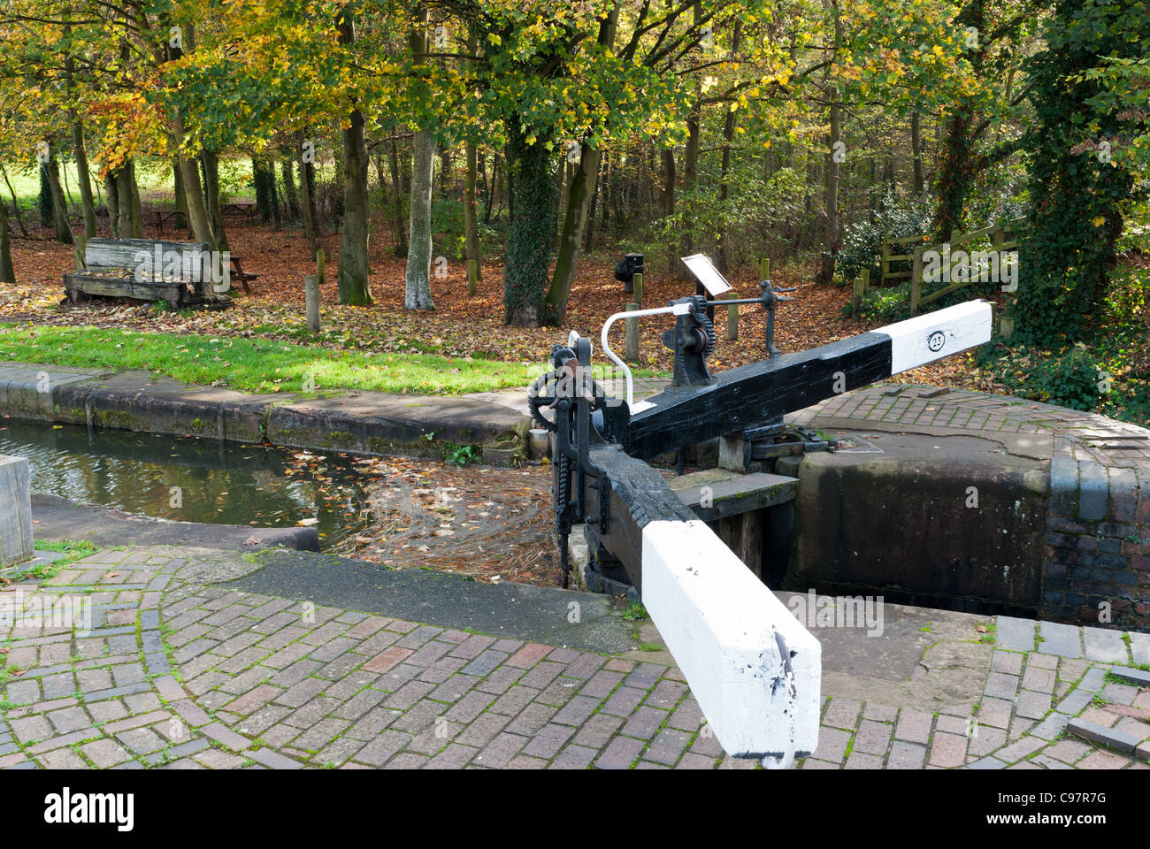 Lock on the birmingham and worcester canal at Stoke Prior near ...