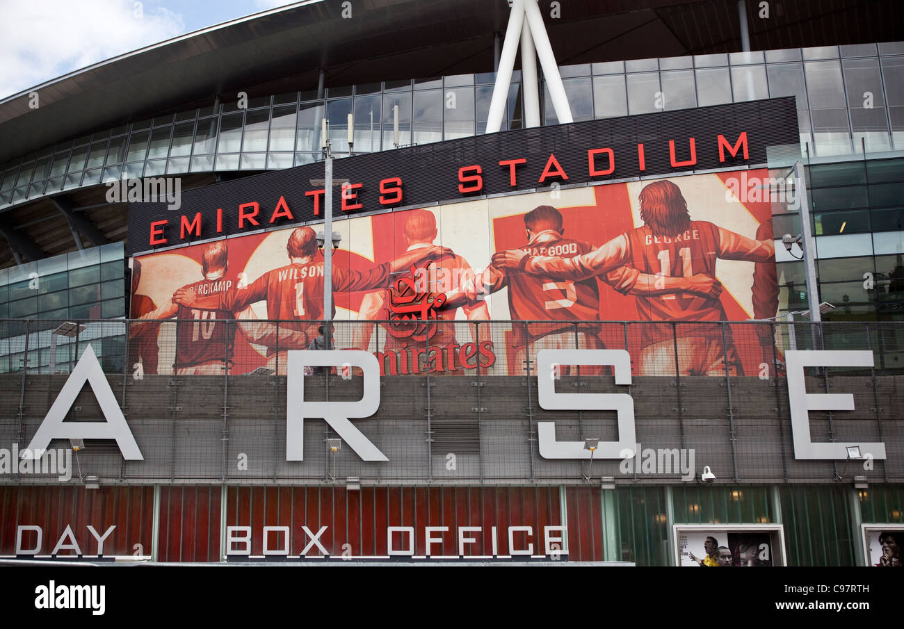 Emirates Stadium with part of Team Sign Stock Photo - Alamy