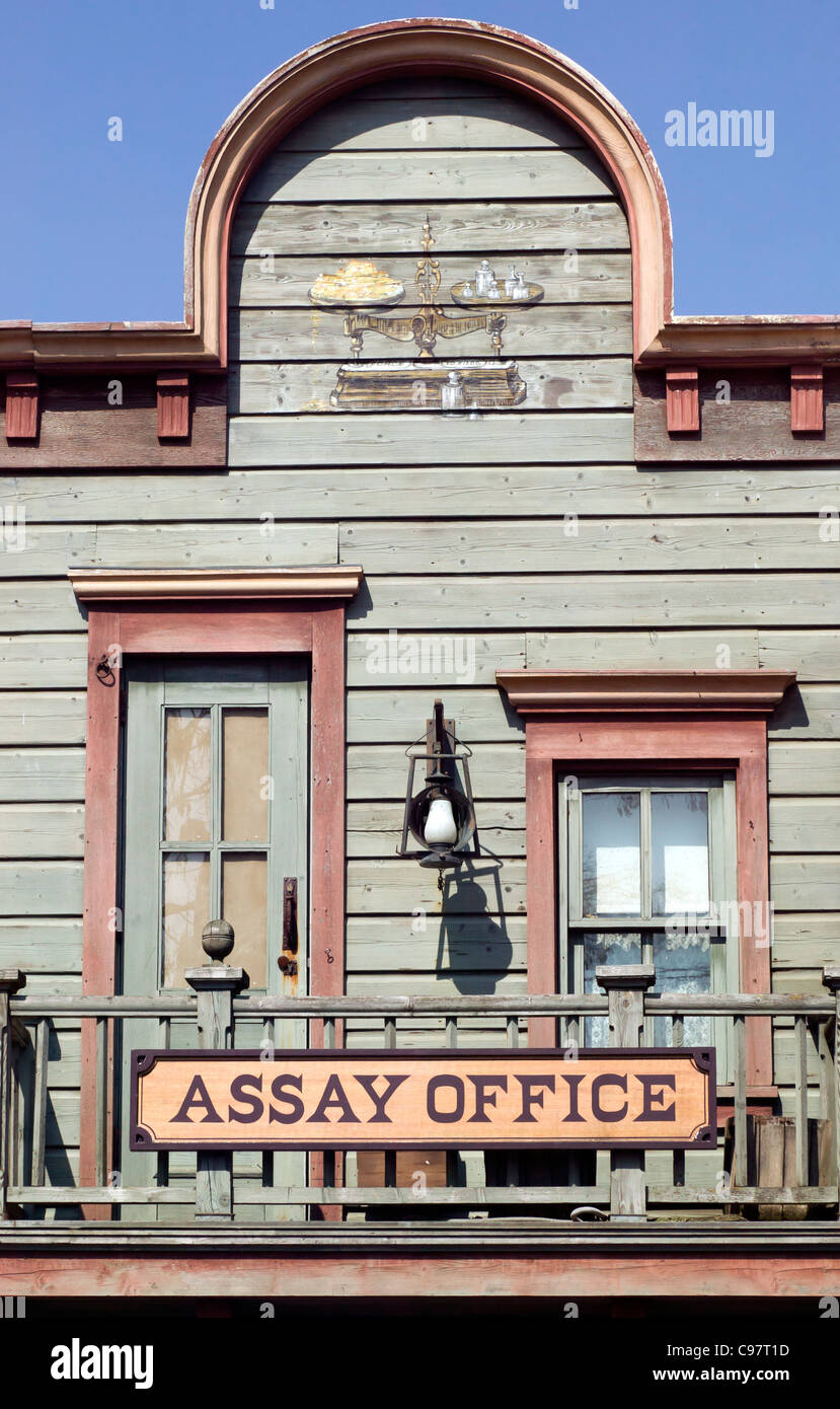 Close-up capture of the Assay Office in the Wild-west themed ...