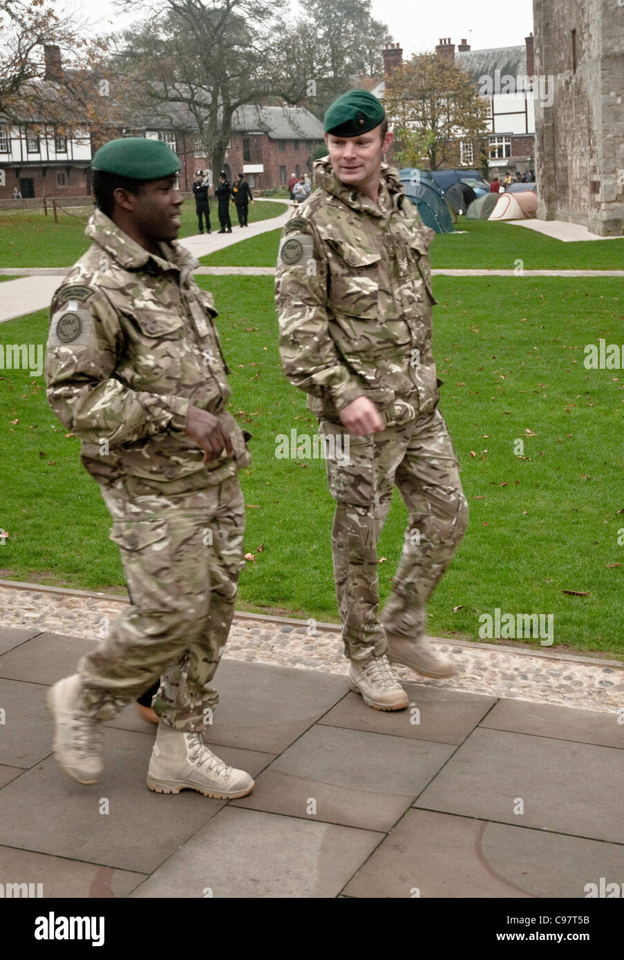 Soldiers from 3 Commando Brigade walk towards Exeter Cathedral, with ...