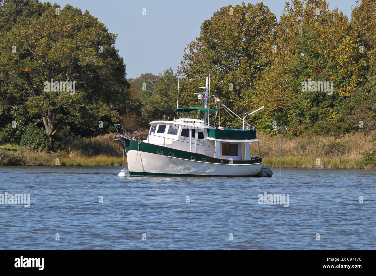 Trawler on a mooring Stock Photo - Alamy