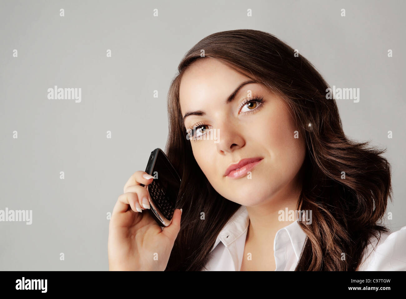 woman on mobile phone Stock Photo - Alamy