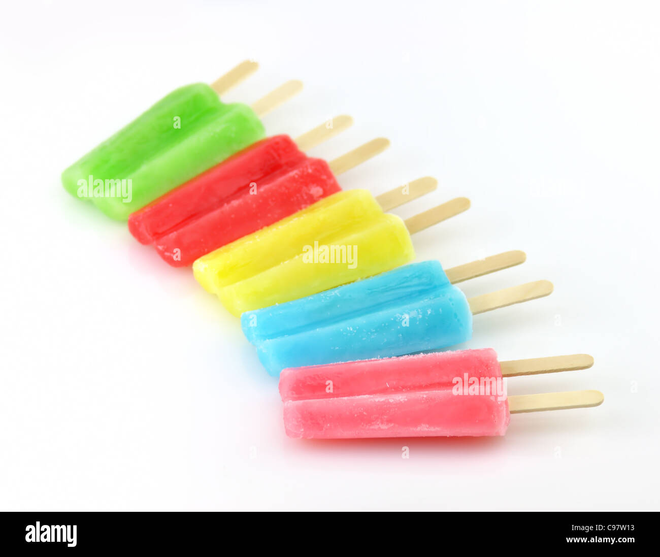 colorful ice cream pops on a white background Stock Photo - Alamy