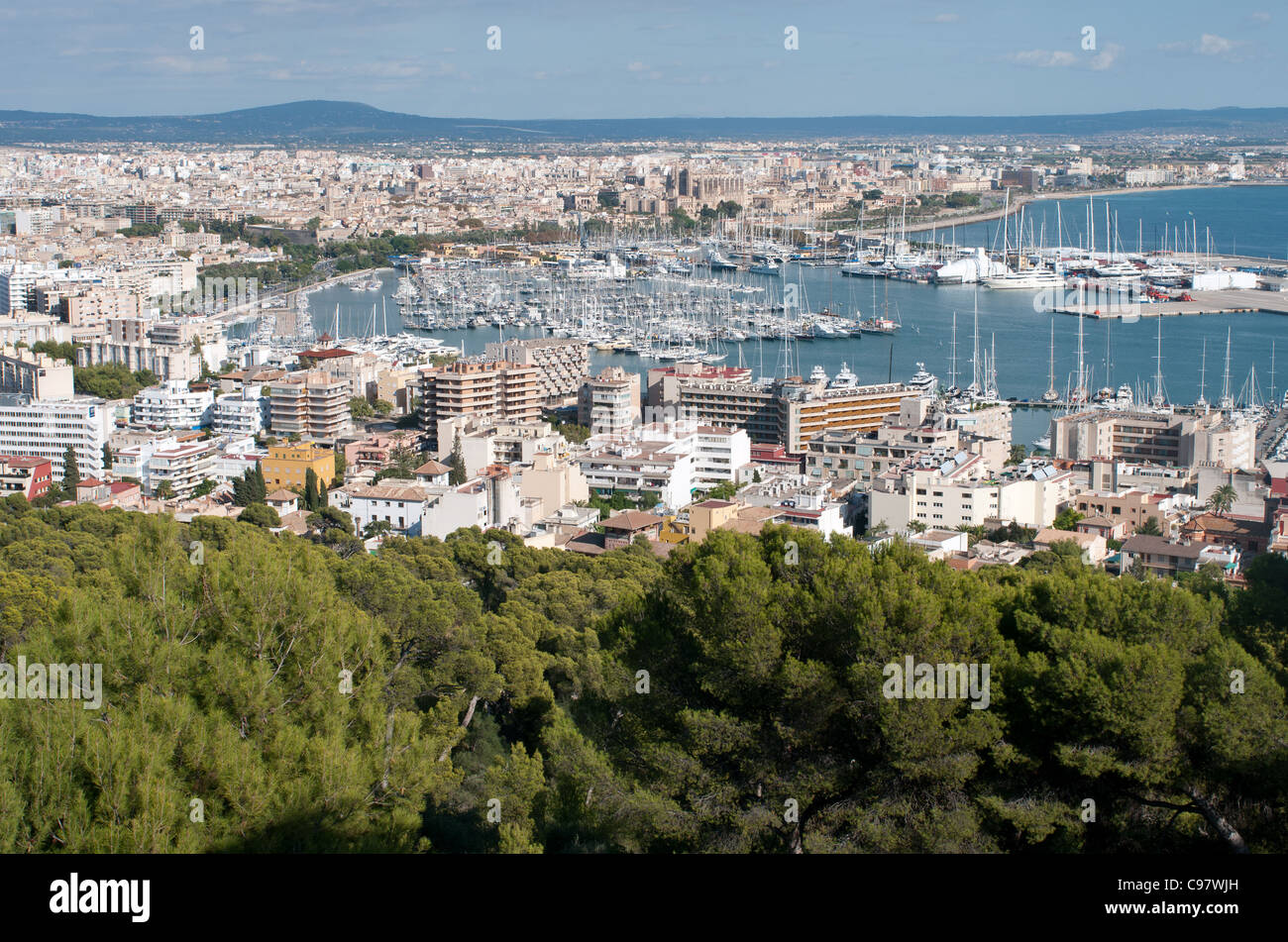 View of Palma the capitol of the mediterranean island of Majorca ...