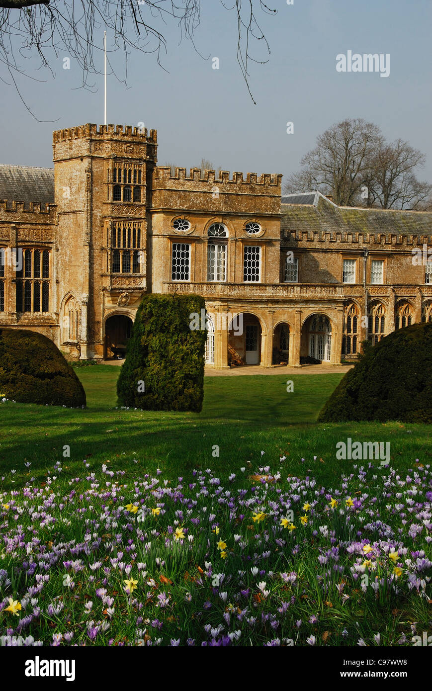 A view of the front elevation of Forde Abbey, Dorset in vertical format ...