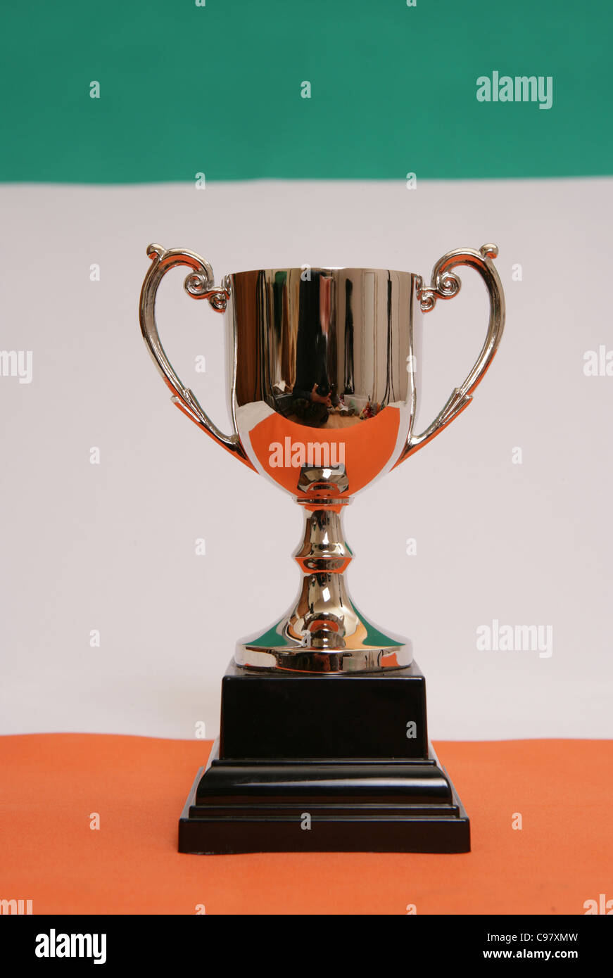 Trophy on an irish flag Stock Photo - Alamy